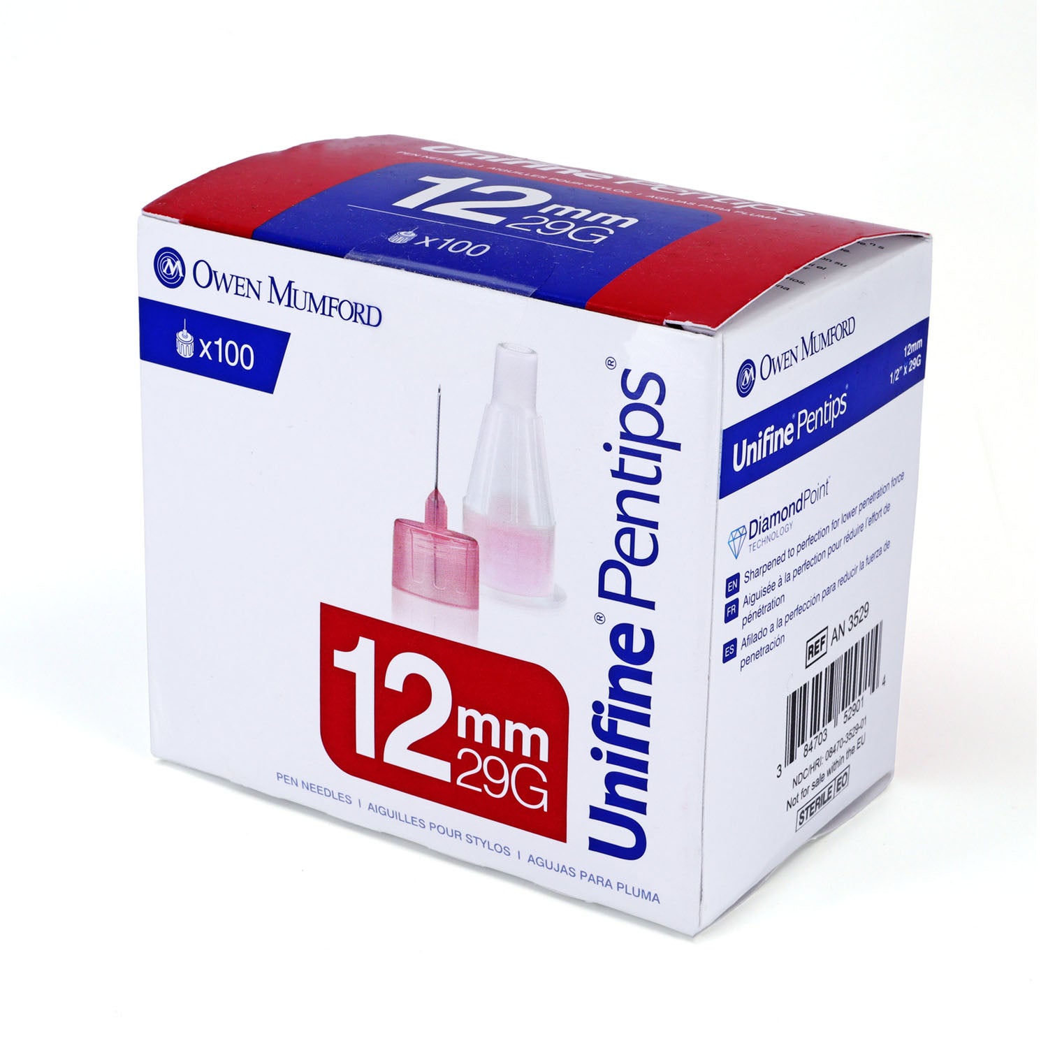 Owen Mumford Unifine Pentips Pen Needles - 29G 12mm 100/bx