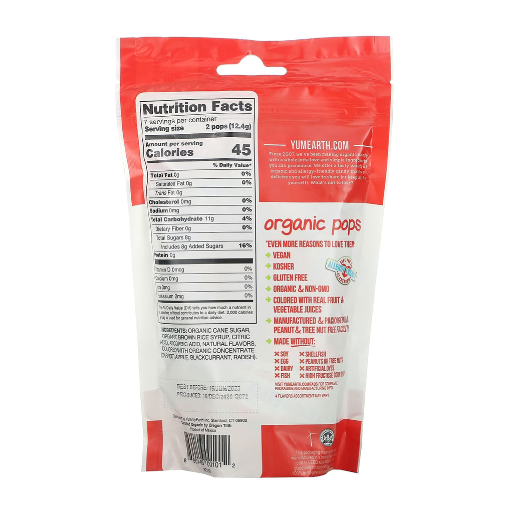 YumEarth Organic Lollipops Assorted Flavors 3 1 Oz Bag 14 Pops YumEarth Organic Lollipops Assorted Flavors 3 1 Oz Bag 14 Pops
