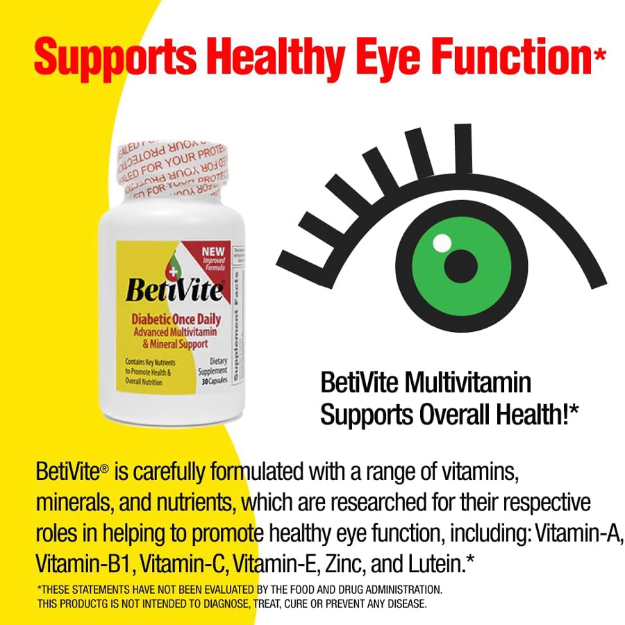 BetiVite Once Daily Diabetic Multivitamin & Mineral Support 30ct