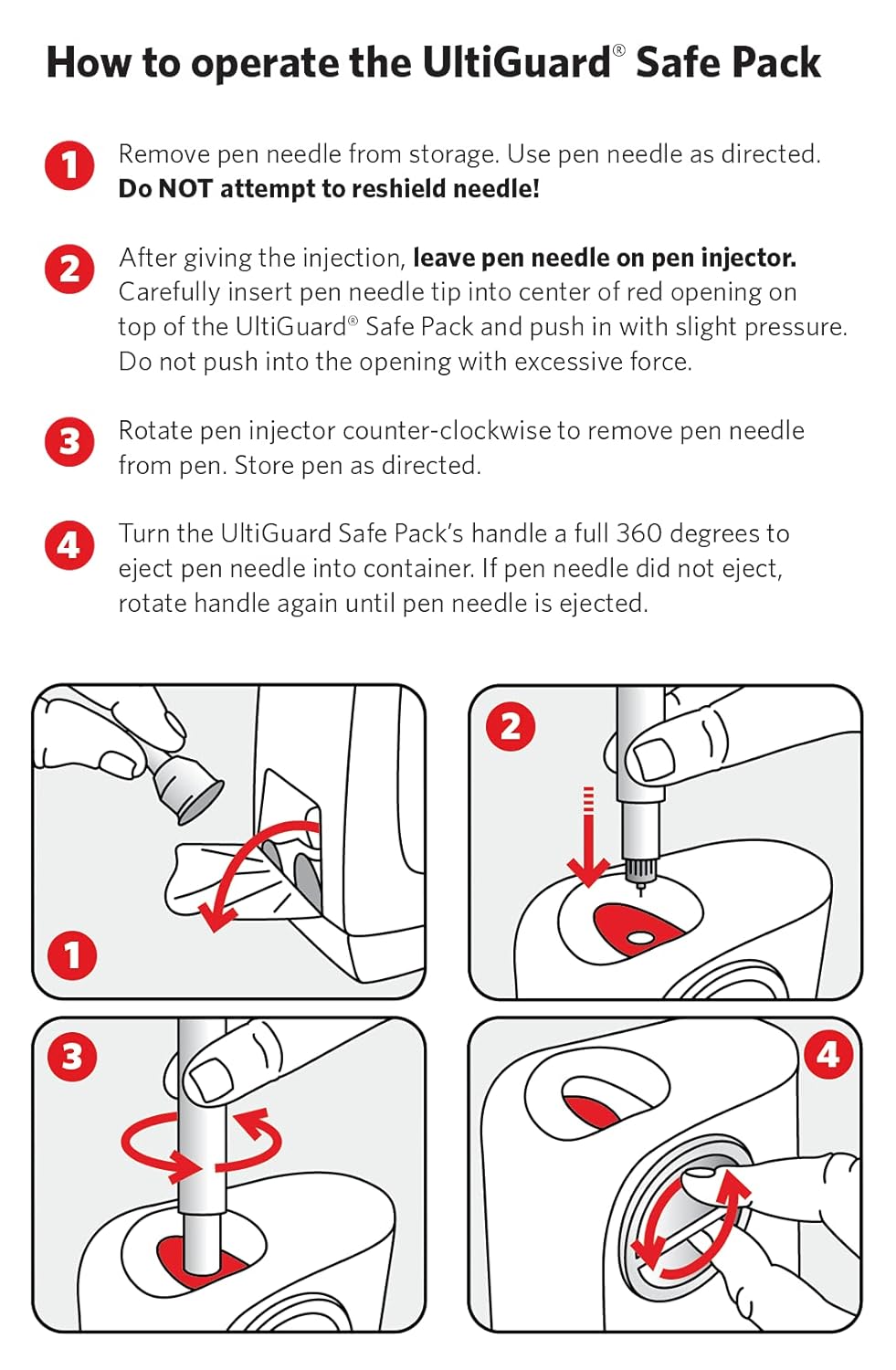 UltiGuard Safe Pack Pen Needles - 4mm x 32G Micro 100/BX