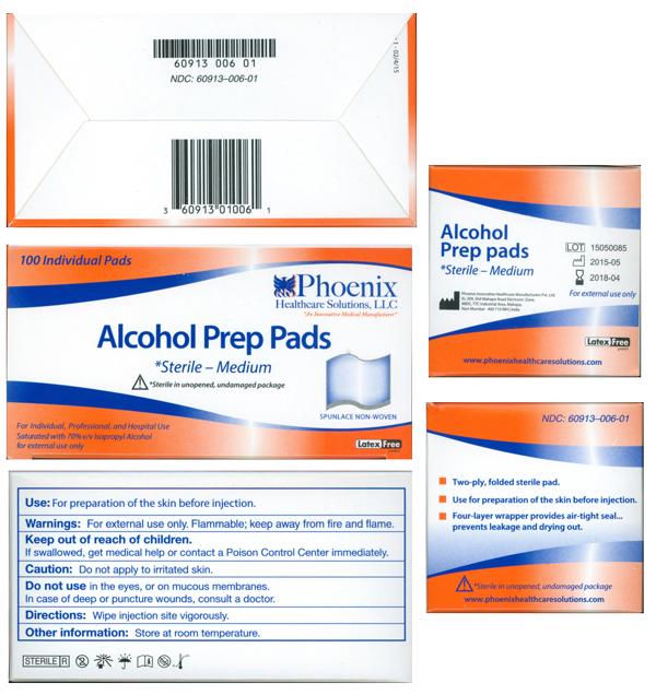 Phoenix Healthcare Alcohol Prep Pads 100ct