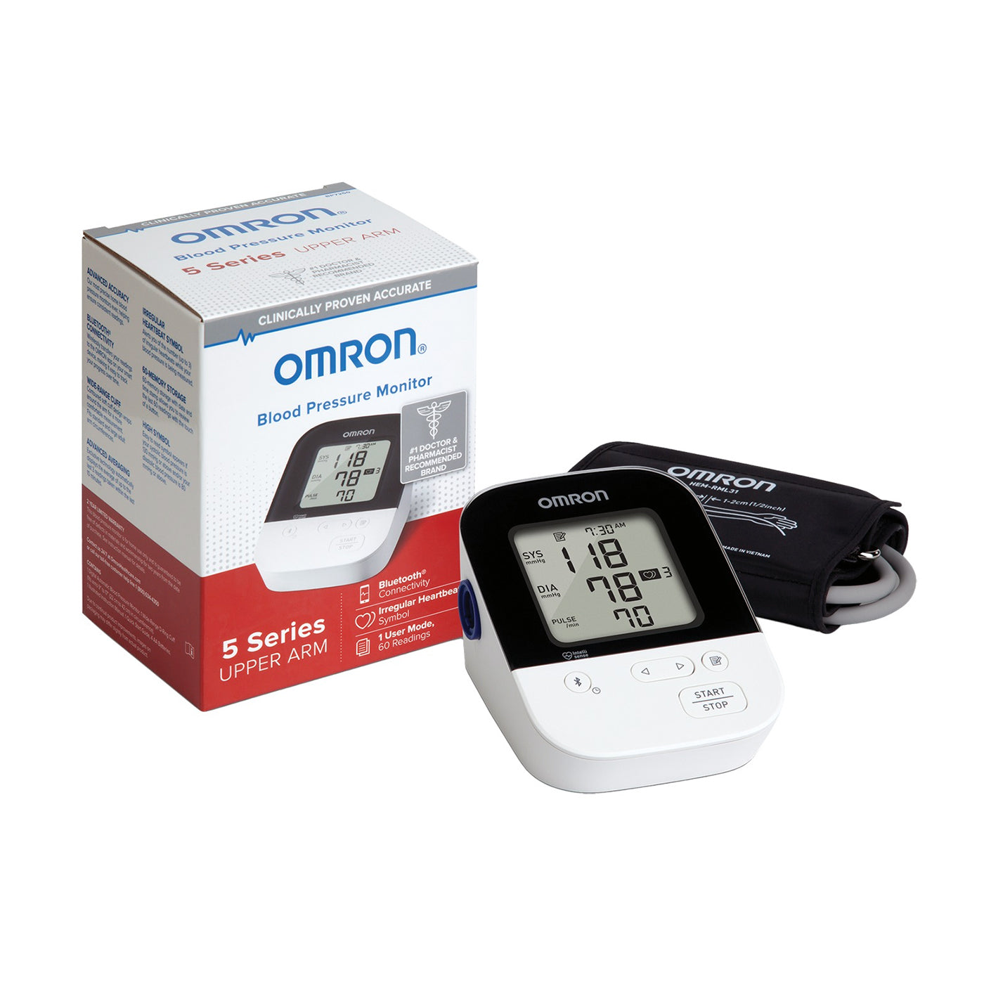 Omron 5 Series Wireless Bluetooth Upper Arm Blood Pressure Monitor BP7