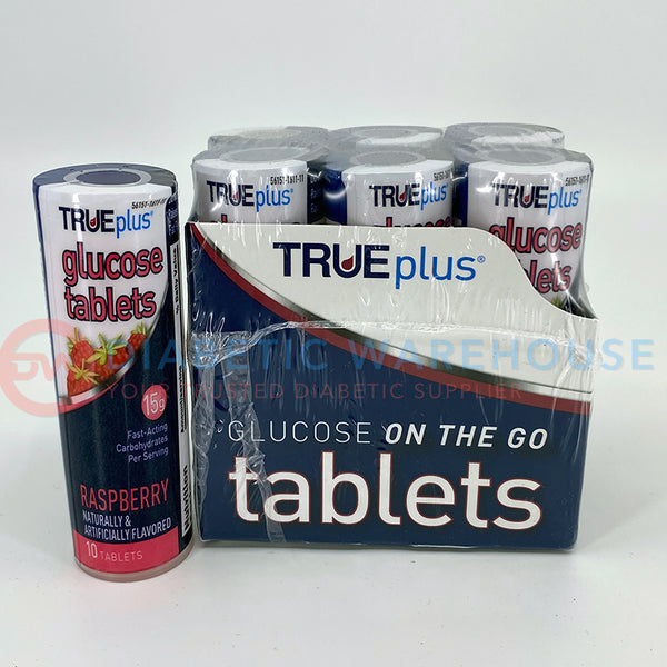 TRUEplus Glucose Tablets, Raspberry 10 ct - Pack of 6